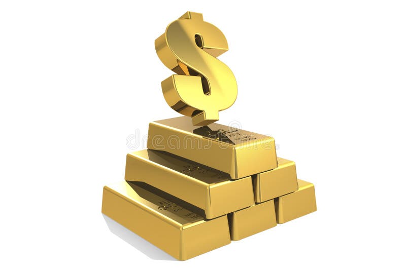 Gold Bars with Golden Dollar Sign Stock Illustration - Illustration of finance, precious: 288063875