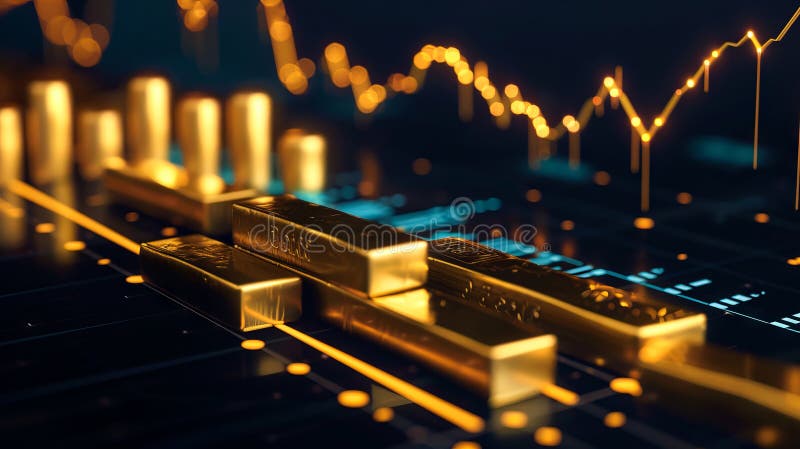 Gold Bars on a Graph with a Rising Trend Stock Image - Image of ...