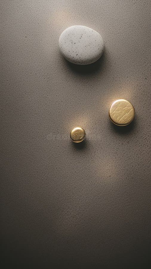 Gold Bars and Gray Stone on a Gray Surface. Gold Coins. Abstraction ...