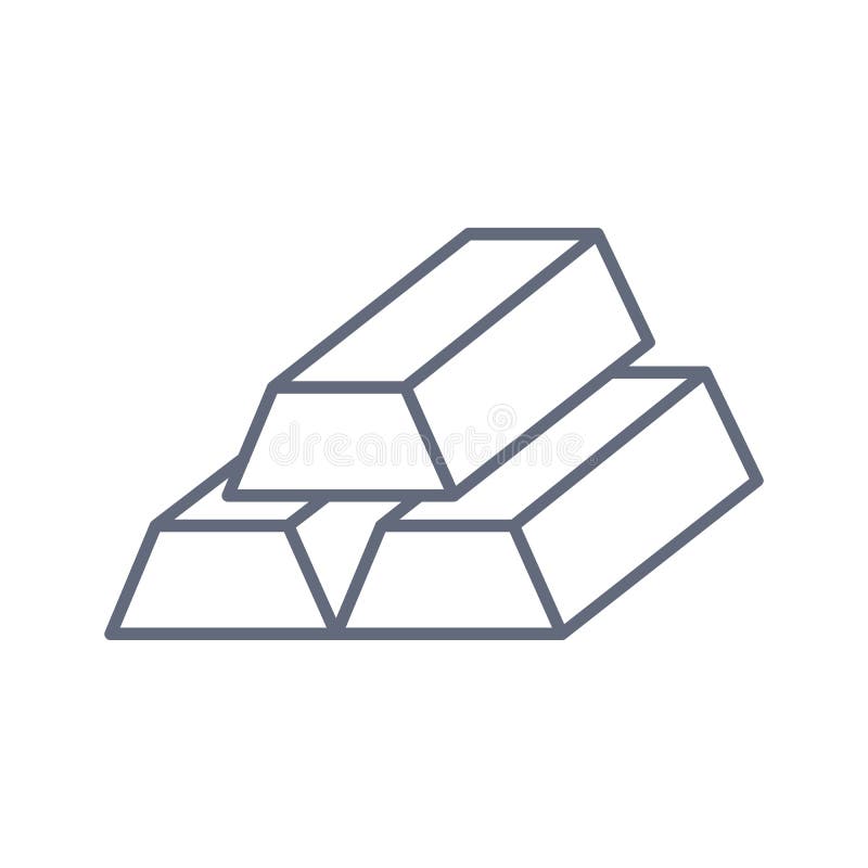 A Gold Ingot Vector Outline Icon Set. Stock Vector - Illustration of ...