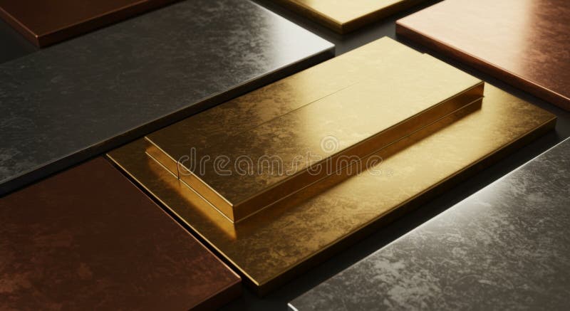 Gold Bars on Metallic Surface Stock Illustration - Illustration of ...