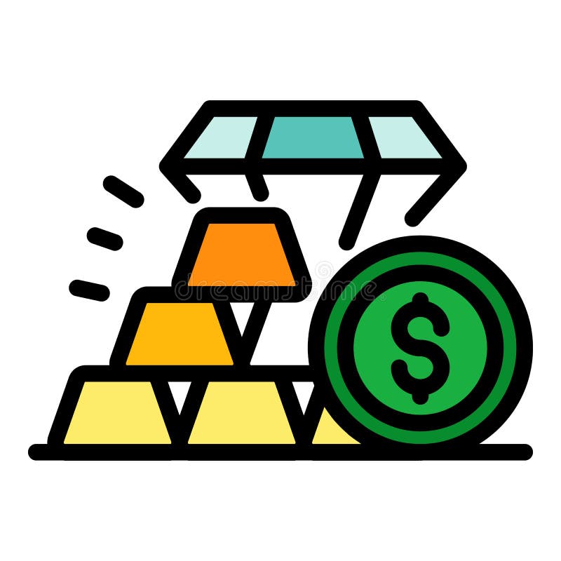 Gold Bars Money Icon Color Outline Vector Stock Vector - Illustration ...