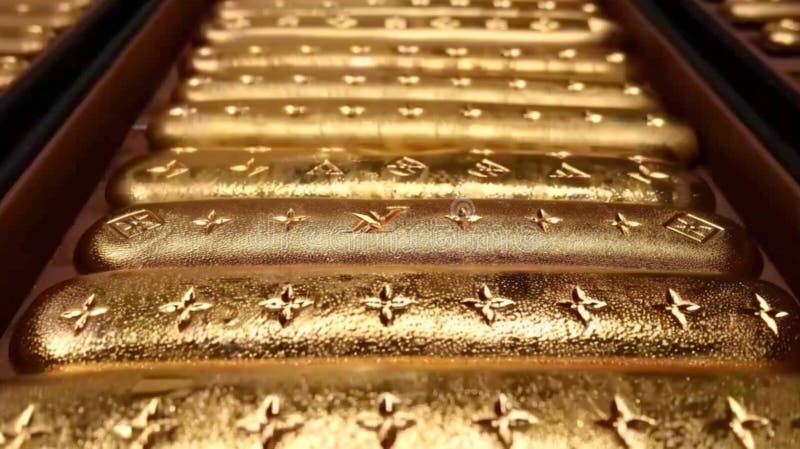 Rows of Shiny Gold Bars Lying in a Vault Stock Photo - Image of gold ...