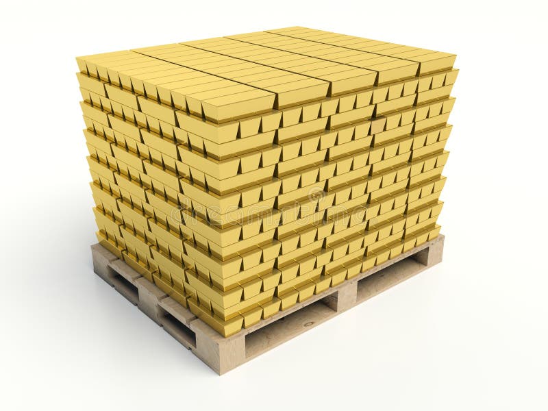 Pallet With Bullion Of Gold Stock Illustration - Illustration of ...