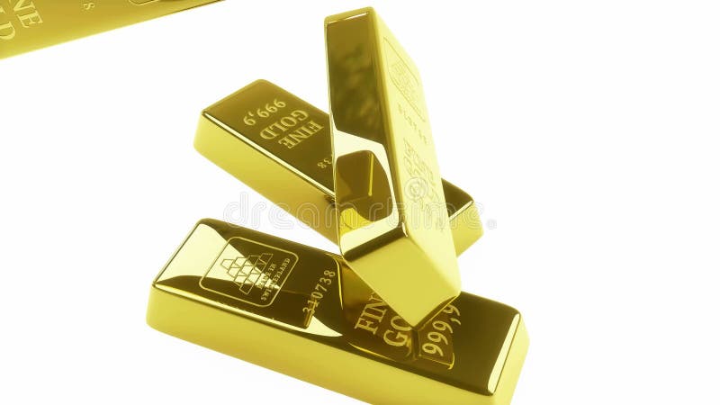 Gold Bars with Falling Glitters, Super Slow Motion Stock Footage ...