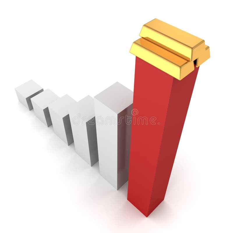 Gold Bars on the Red Top of Financial Chart Stock Illustration ...