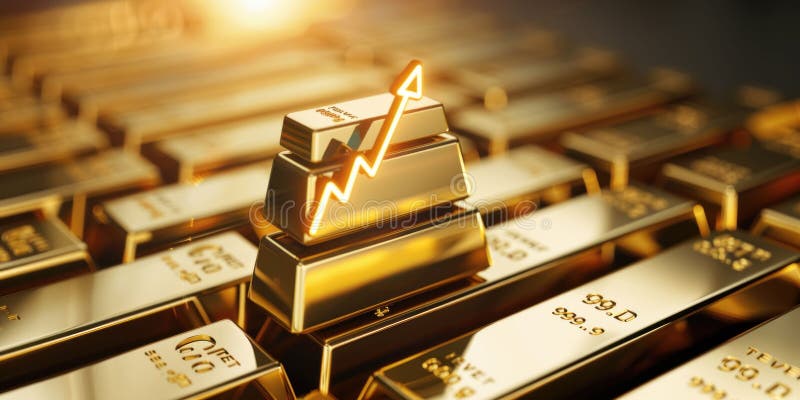 Gold Bars with Rising Arrow Symbolizing Growth. Generative Ai Stock ...