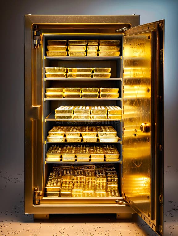 Gold bars in a safe stock photo. Image of showcase, vault - 325012458