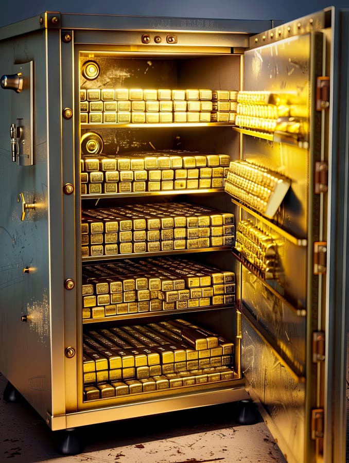 Gold bars in a safe stock photo. Image of oven, safe - 325023026