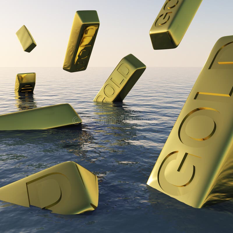 Gold Bar Sinking Deep Under Water Stock Illustration - Illustration of ...