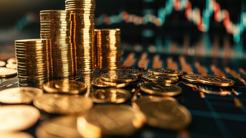 Gold Bars and a Stack of Coins Alongside a Trading Chart, Illustrating ...