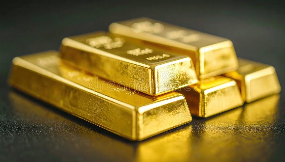 Gold Bars Stacked Dark Surface Shining Brightly with Rich Texture Stock ...