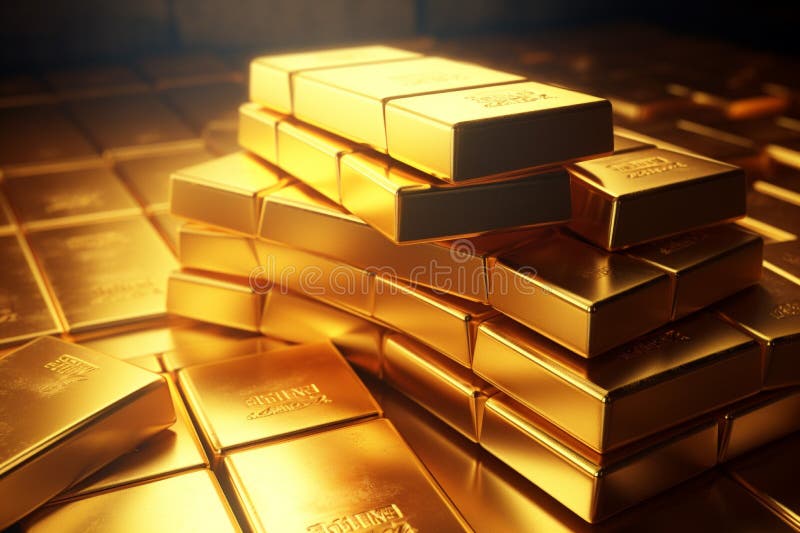 Gold Bars Stacked on Each Other in a Pile of Gold Bars Stock ...