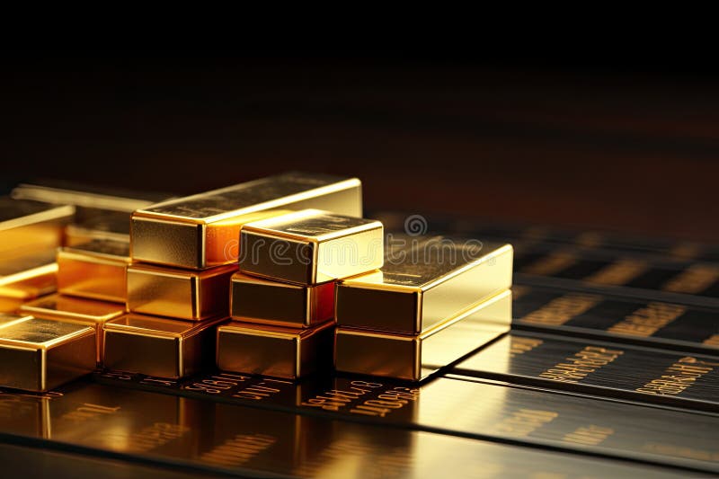 Gold Bars on the Table with Numbers Stock Illustration - Illustration ...