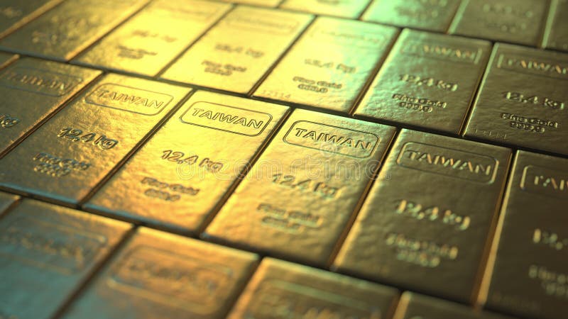 Gold Bars with TAIWAN Text. 3d Rendering Stock Illustration ...