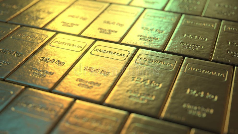 Gold Bars with AUSTRALIA Text. 3d Rendering Stock Illustration ...