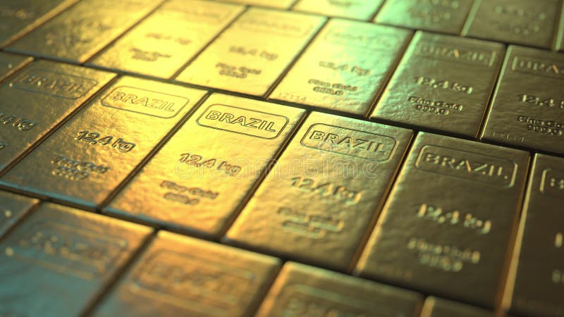 BRAZIL Text on Gold Bars. Seamless Looping 3d Animation Stock Footage ...