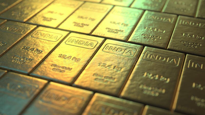 INDIA Text on Gold Bars. 3d Rendering Stock Illustration - Illustration ...