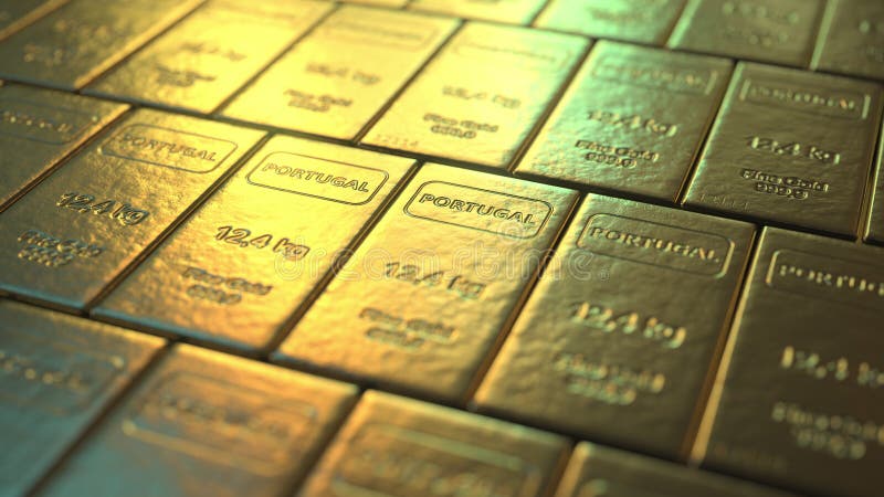 Gold Bars with PORTUGAL Text. 3d Rendering Stock Illustration ...