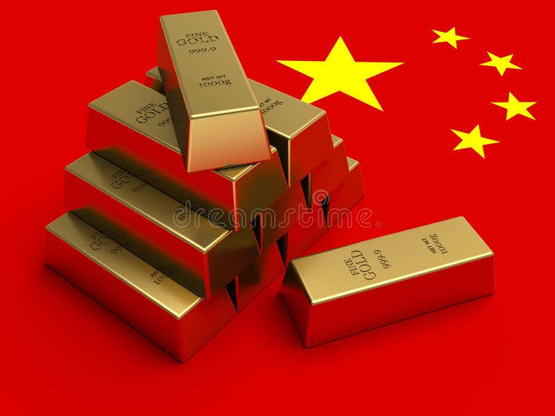Gold Bars on Top of China Flag. Stock Illustration - Illustration of ...
