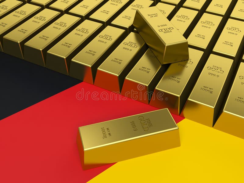 Gold Bars on Top of Germany Flag White Background. Stock Illustration ...