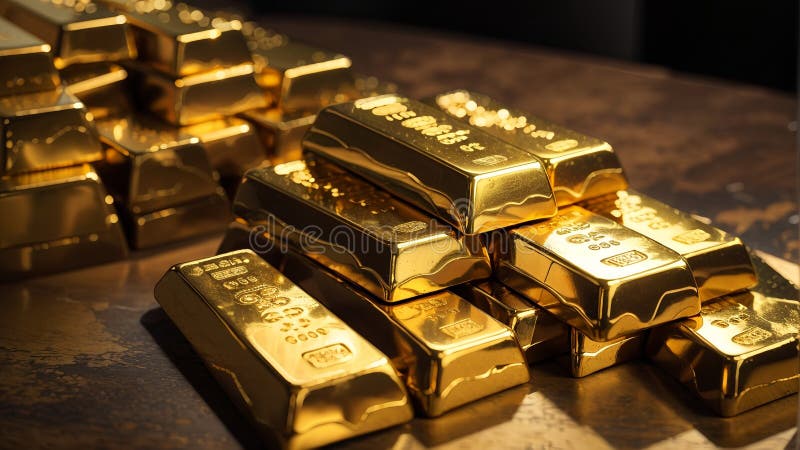 Gold Bars. Gold Bars on Top of a Table. Golden Bars. Stock Illustration ...