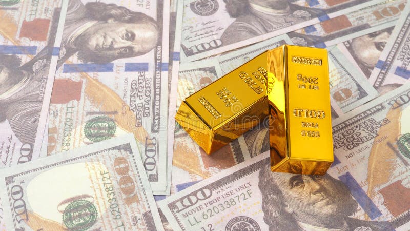 Gold Bars and US Dollars Banknotes Stock Image - Image of gold ...