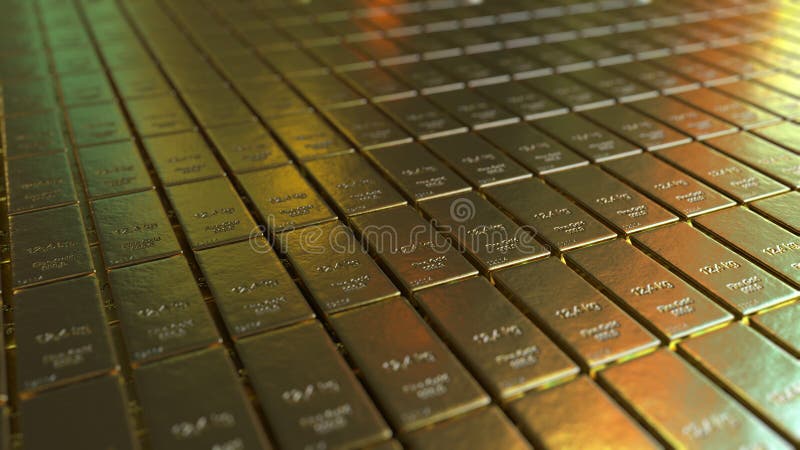 Gold Bars Vault Background. 3D Rendering Stock Illustration ...