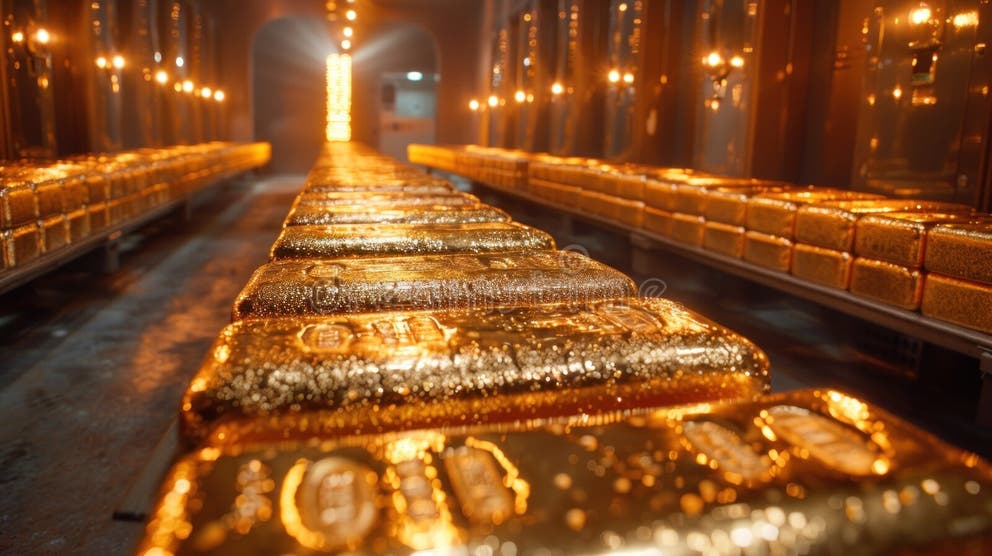 Gold Bars in a Vault stock photo. Image of bullion, money - 344341942