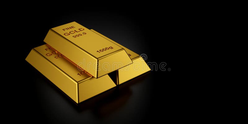 Gold Bars for Website Banner. 3D Rendering of Gold Bars Stock ...