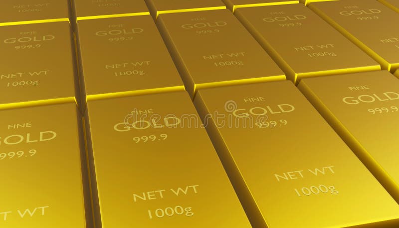 Gold Bars for Website Banner. 3d Rendering of Gold Bars Stock ...