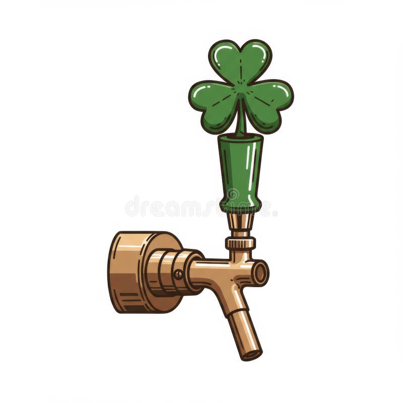 Gold Beer Tap with Green Shamrock Pixel Art Stock Illustration ...
