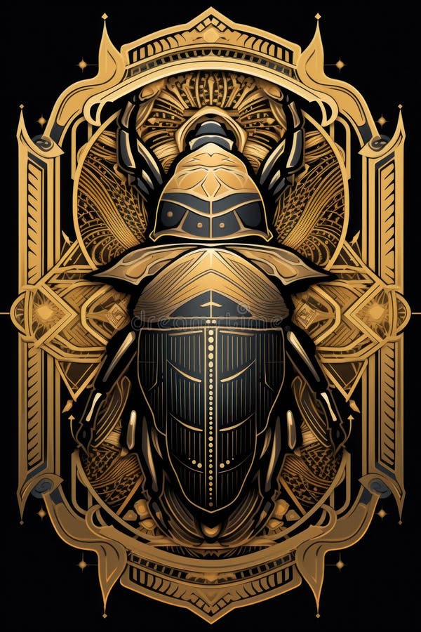 A Gold Beetle with a Black Background, AI Stock Photo - Image of decor ...