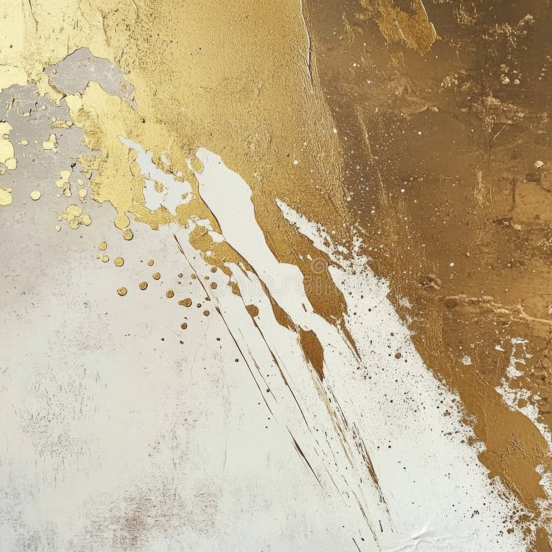 Gold and Beige Paint Texture on Concrete Surface with Splatter Pattern ...