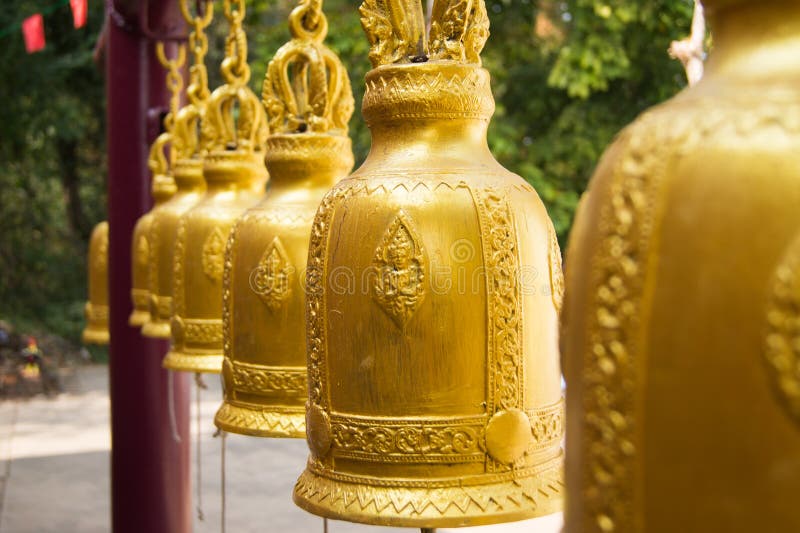 Gold bell stock image. Image of green, bell, buddhism - 36633749