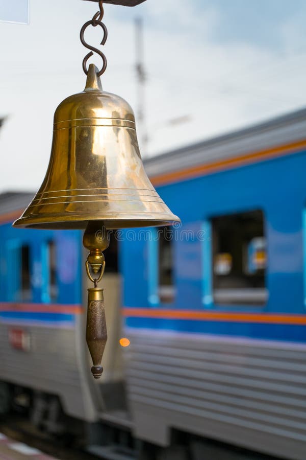 Gold Bell in Railway Station Stock Photo - Image of history, bell: 41802990