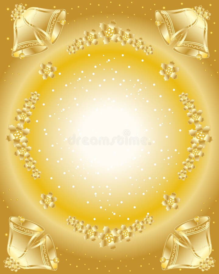Gold bells with holly stock vector. Illustration of christmas - 16235310