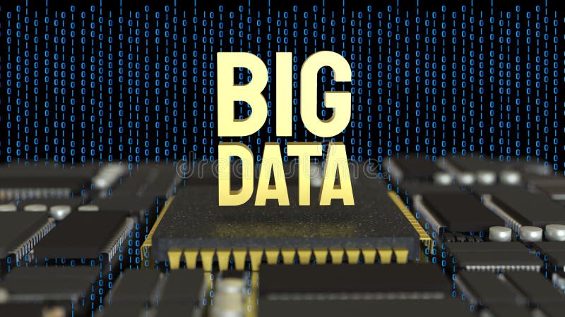 The Gold Big DATA on PCB Board for Technology Concept 3d Rendering ...