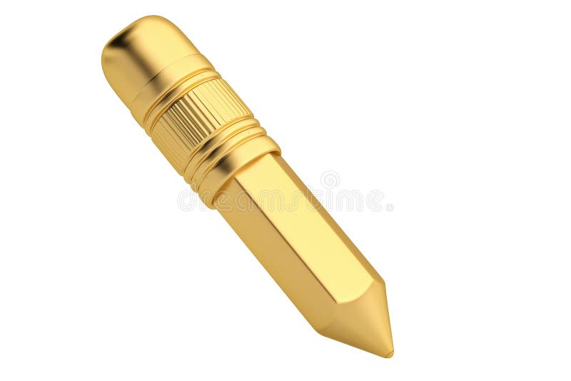 Gold Pencil Trophy Isolated on White Background, 3D Illustration Stock ...
