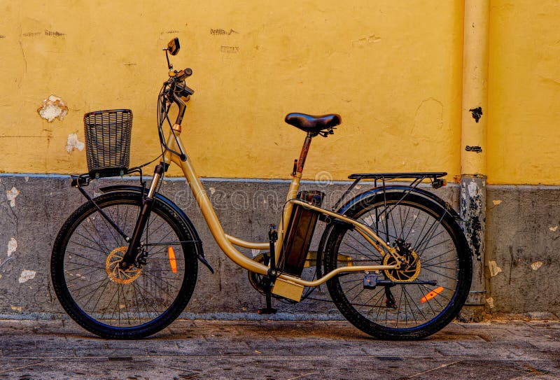 Gold Bike on Gold Wall in Positano Italy Stock Photo - Image of seaside ...