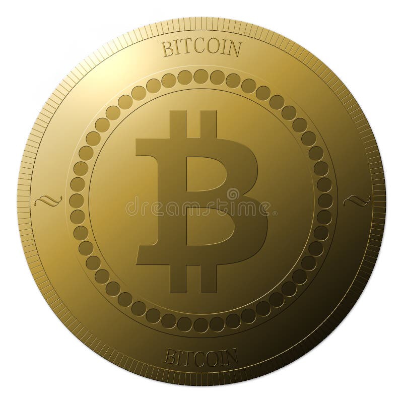 Gold Bitcoin Coin Isolated on White Stock Illustration - Illustration ...