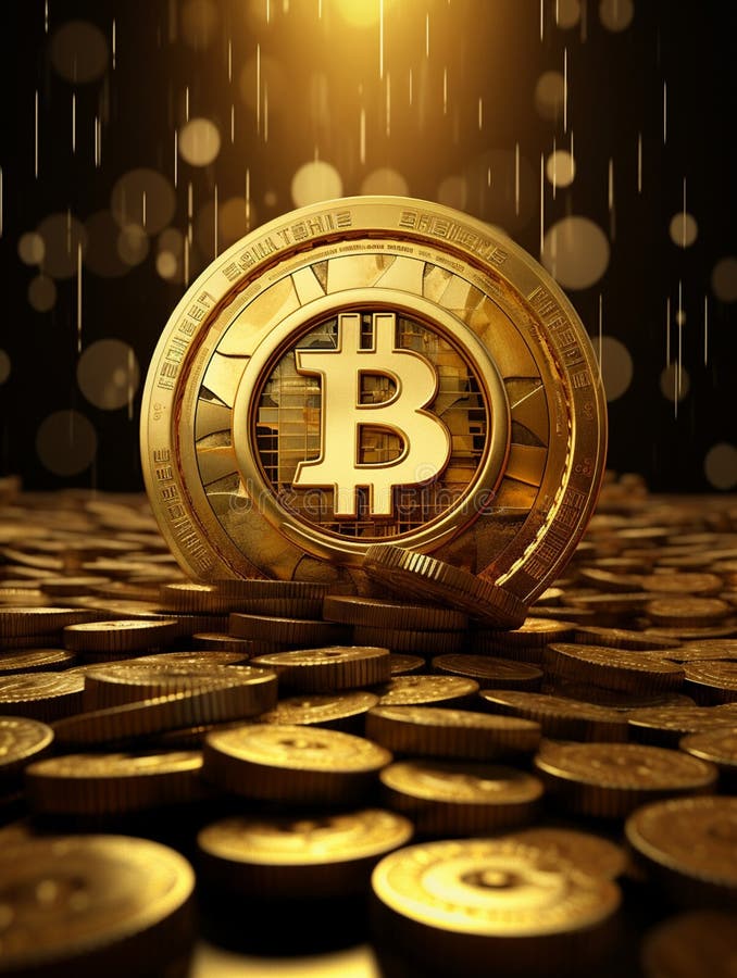 A Gold Bitcoin Coin in a Gold Safe Stock Illustration - Illustration of ...