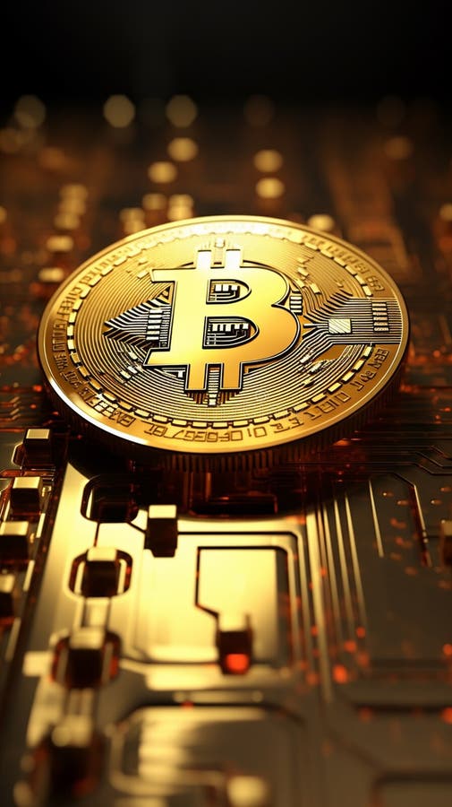 A Gold Bitcoin Coin in a Gold Safe Stock Illustration - Illustration of ...