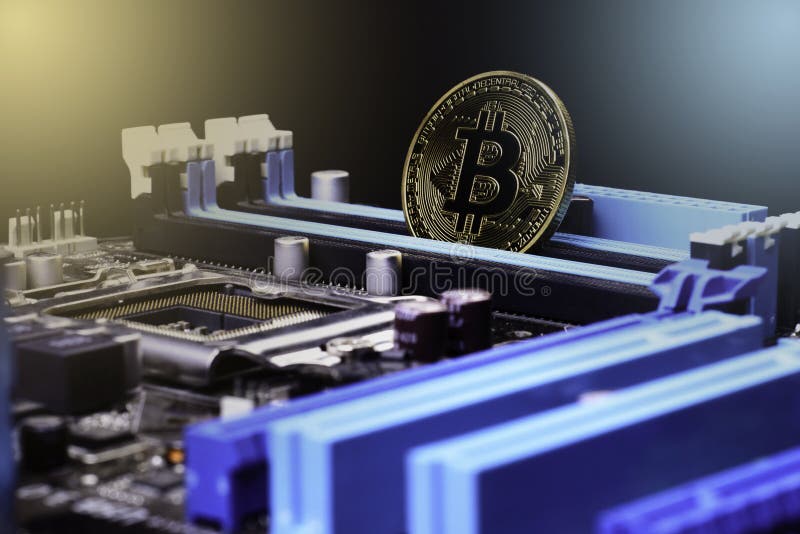 Bitcoin and Electronic Components Stock Image - Image of electronic ...