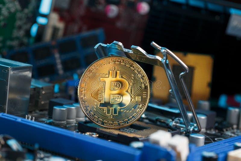 Bitcoin and Electronic Components Stock Image - Image of electronic ...