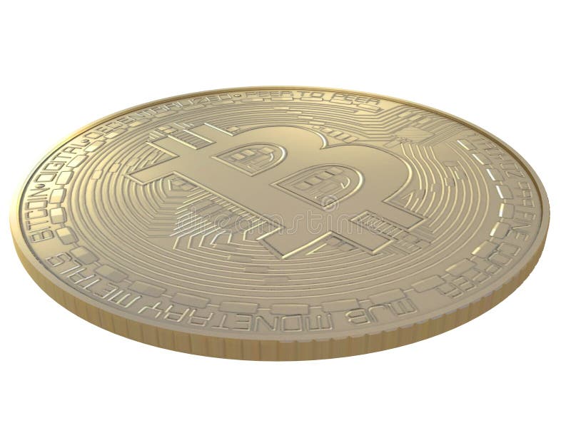 Gold Bitcoin from Front, Top or Side View Isolated on a White ...