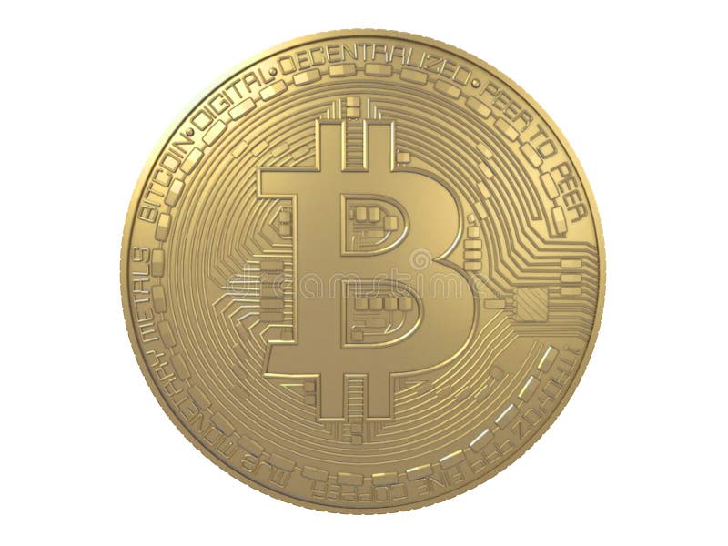 Gold Bitcoin from Front, Top or Side View Isolated on a White ...
