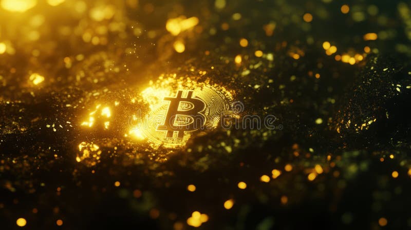 Gold Bitcoin Logo Illuminated with a Modern Futuristic Glow Design ...