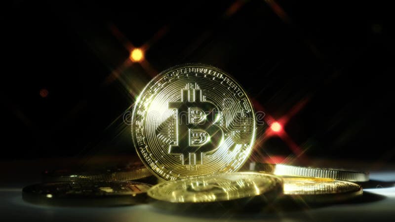 Gold Bitcoin Stacks with One Coin Full on, Stock Video - Video of ...