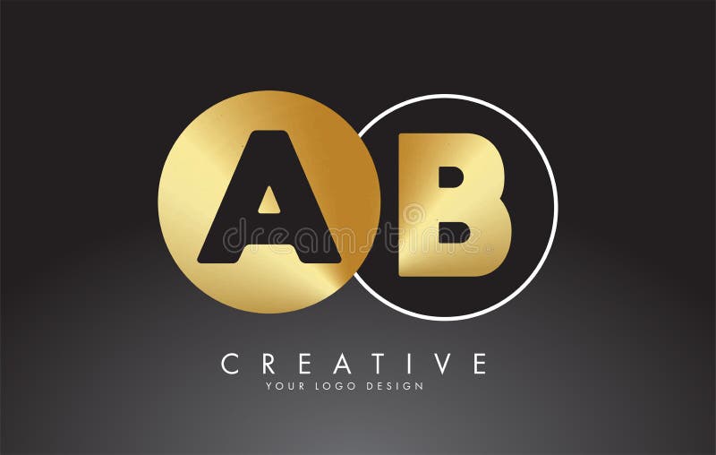 Gold and Black AB a B Letters Logo with Circle Design. Simple AB a B ...